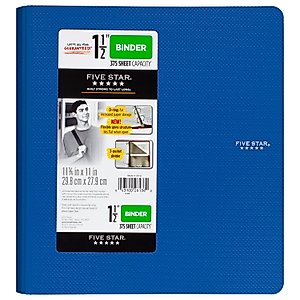 Five Star 1-1/2 Inch 3 Ring Binder, Plastic, Color Selected for You, 1 Count (26136)