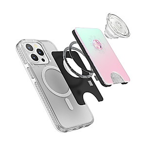 PopSockets Phone Wallet with Expanding Grip, Phone Card Holder, Wireless Charging Compatible, Wallet Compatible with MagSafe® - Mermaid Pink