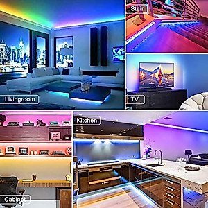 HitLights 32.8ft Smart LED Strip Lights, Color Changing Light Strips Works with Alexa, Google Home APP Control, Music Sync for Home Bedroom Party