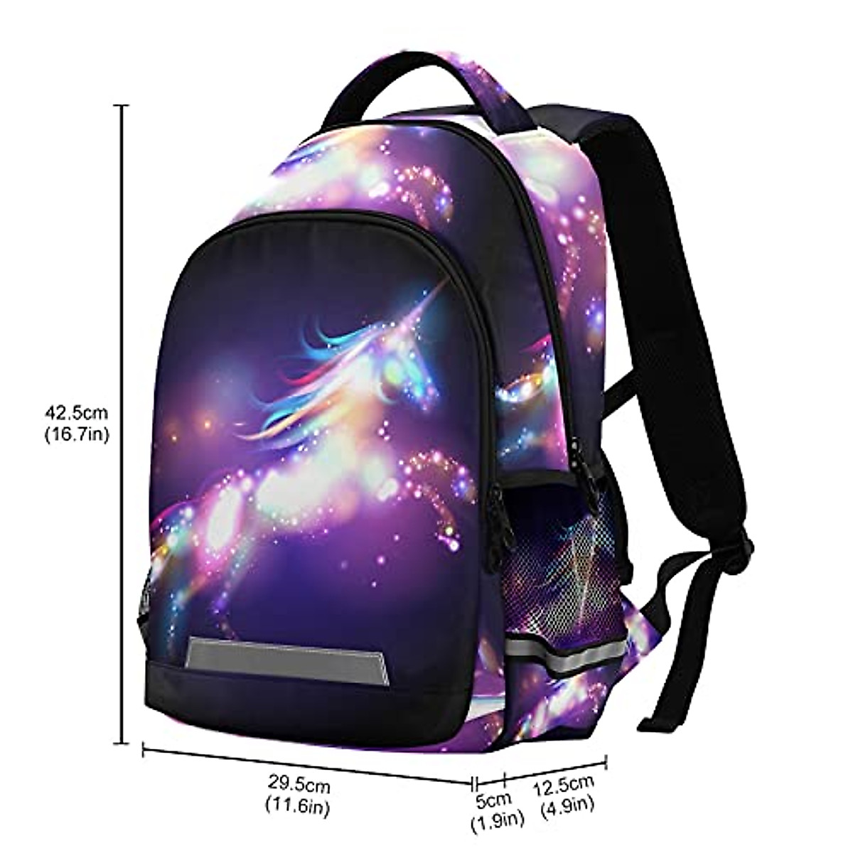 MCHIVER Unicorn Backpack for Girls Boys Rainbow Galaxy Lightweight School Bookbag with Adjustable Chest Strap for Elementary Kids - Durable 16.7 Inch