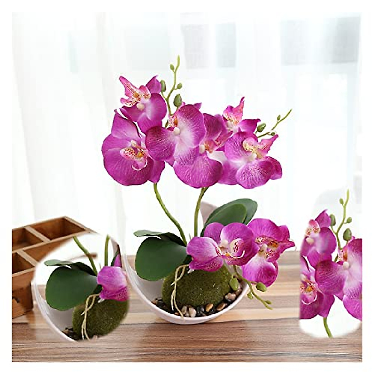 Bonsai Creative Decoration Trigeminal Butterfly Orchid Artificial Flowers Moon Basin Decoration Imitation Plant With Flowerpot Fake Bonsai Fake Tree Fake Bonsai Realistic Mini Realistic Flower