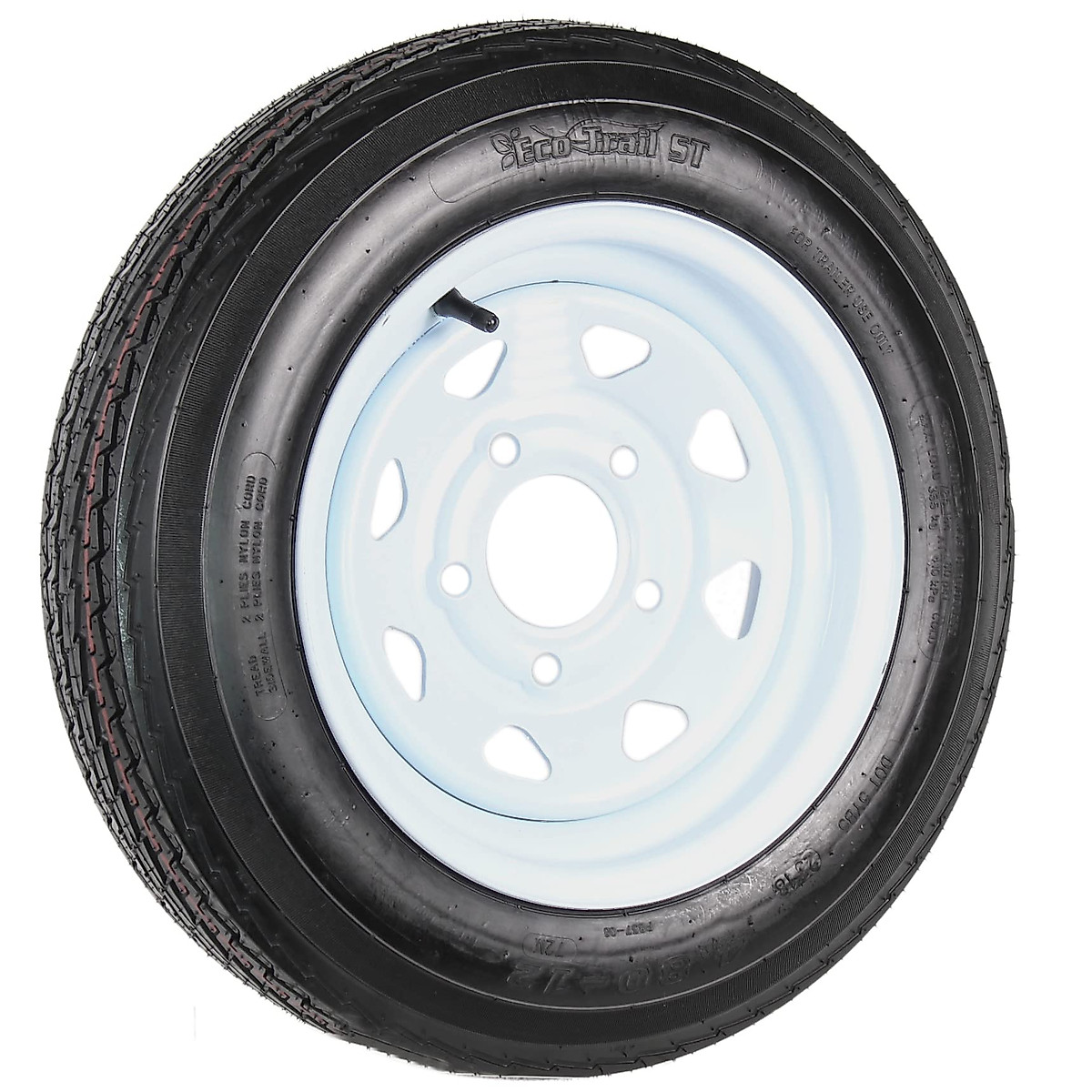 eCustomrim 2-Pack Trailer Tire On Rim 4.80-12 Load C 5 Lug White Spoke Wheel 30660-2 Year Warranty w/Free Roadside