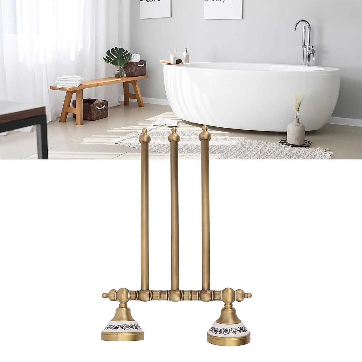 Luqeeg Antique Brass Swivel Towel Holder, European Towel Holder with Wall Mounted Kit, Rotated Towel Rack for Kitchen, Bathroom, Home and Commercial Use, Space Saving