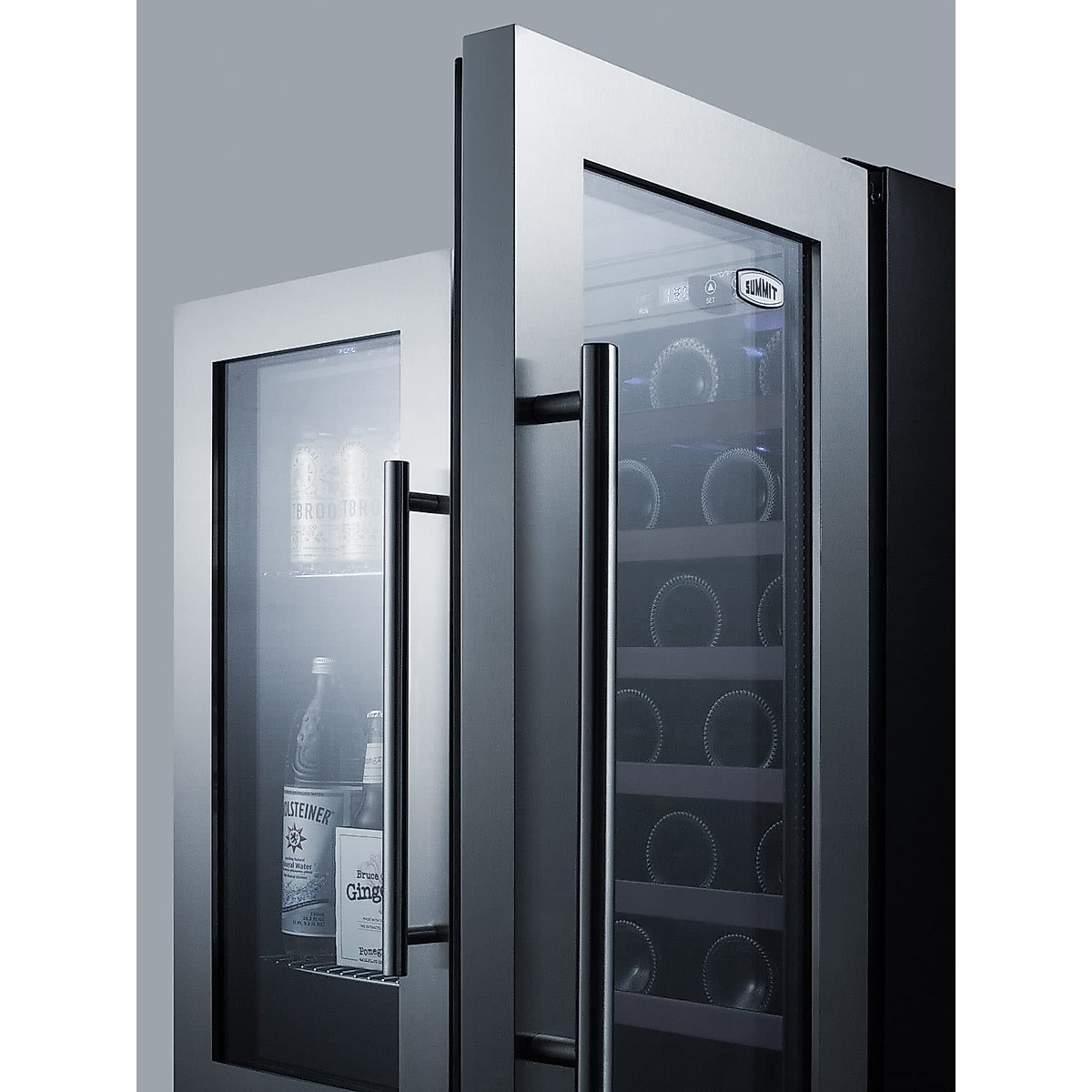 Summit SWBV3067B 30"" Dual Zone Beverage Center with 5.8 cu. ft. Capacity Wine Racks Digital Thermostat Factory Installed Locks in Stainless Steel