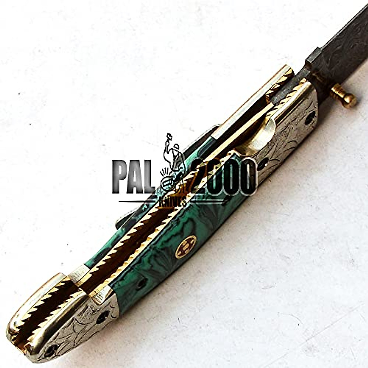PAL 2000 KNIVES POC-9777 Folding Knife Handmade Damascus Steel Pocket Knife Resin Handle