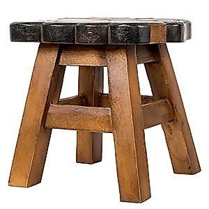 Sea Island Imports, Inc. Cow Hand-Carved Acacia Hardwood 11 inch Decorative Animal Foot Rest Step Stool