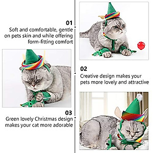 POPETPOP 4Pcs Cat Elf Costume - Cute Cat Christmas Costume Xmas Clothes Green Elf Outfit for Small Pets Cat Costume Accessories