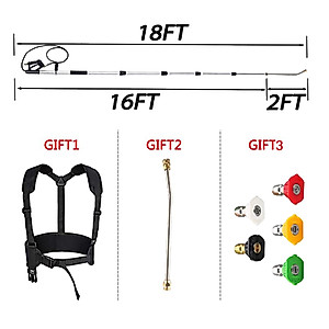 jOYjOB Pressure Washer Telescopic Wand Pressure Washer Extension Wand Power Washer Telescopic Spray Wand with Belt for 4000 PSI Power Washer Extension Lance, 18ft