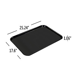 Callyne Large Black Plastic Tray, Multi-Purpose Rectangular Tray, 4 Pack, 25.24" L x 17.6" W