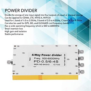Power Splitter, Good Stability 4-Way SMA Microstrip Power Splitter Low Insertion Loss Wide Operating Frequency WIFI5.8 for Multiple Use WIFI2.4 High Gain