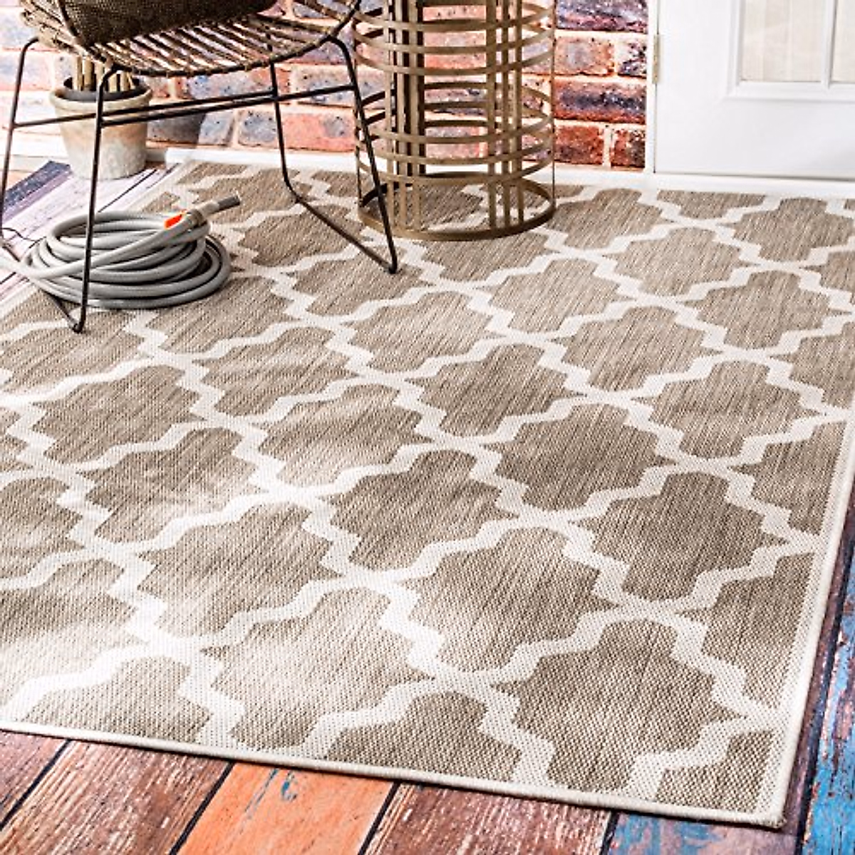 nuLOOM Gina Lattice Indoor/Outdoor Area Rug, 5x8, Taupe