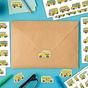 480 Pcs School Bus Stickers Cute School Bus Party Supplies Teachers Stickers for Kids Cartoon Transportation Stickers for Boys Toddler Teens DIY Art Toys Crafts School Classroom Students (Yellow)