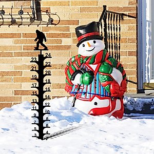 Snow Gauge, 24 Inch Snow Measuring Stick Outdoor, Iron Art Snow Gauge Outdoor, Winter Snowfall Measuring Gauge Metal Snow Measuring Device Yard Decorations (A)