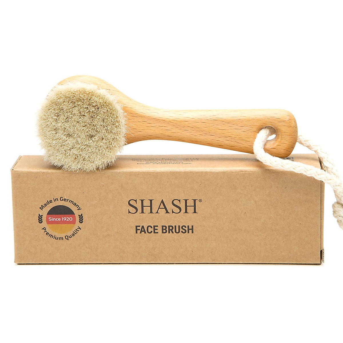 Since 1869 Hand Made in Germany - Sustainable Exfoliating Face Brush, Scrub Cleansing Brush, Exfoliates Skin to Help Reduce Flaking, Fine Lines, Supports Glowing Complexion (Soft Goat Bristle)