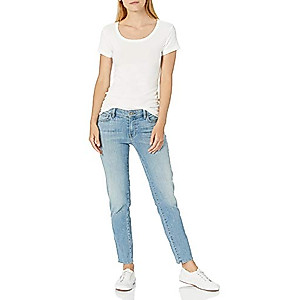 Amazon Essentials Women's Slim-Fit Cap-Sleeve Scoop Neck T-Shirt, Pack of 2, Black/White, X-Large