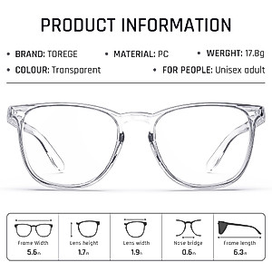 TOREGE Eye Protection Glasses,Fashionable Safety Glasses With Clear No Fog Lenses,Great Safety Goggles For Men&Women(Transparent White&Clear Lens)