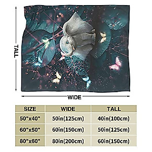 Fantasy Elephant Butterfly Blanket Elephant Gifts for Women Girls Super Warm Soft Cozy Elephant Throw Blanket Plush Flannel Blanket for Kids Adults Bed Birthday Gifts 40"X50"