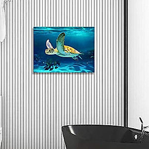 Bathroom decoration Beach decoration Turtle Art Beach bathroom decoration Turtle picture artwork Marine decoration Canvas printing canvas wall art Hawaiian decoration Frame printing bedroom ready
