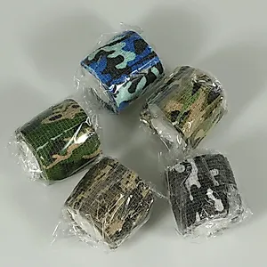 GooGou Self Adherent Bandages Camouflage Cohesive Tape Camo Elastic Sports Tape for Sports Hunting Gear and Finger Wrist Ankle 8PCS 2 in X 14.7 ft (Black Camouflage)