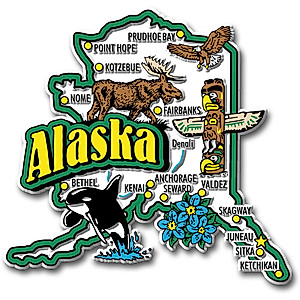 Alaska Jumbo State Magnet by Classic Magnets, 3.8" x 3.7", Collectible Souvenirs Made in The USA