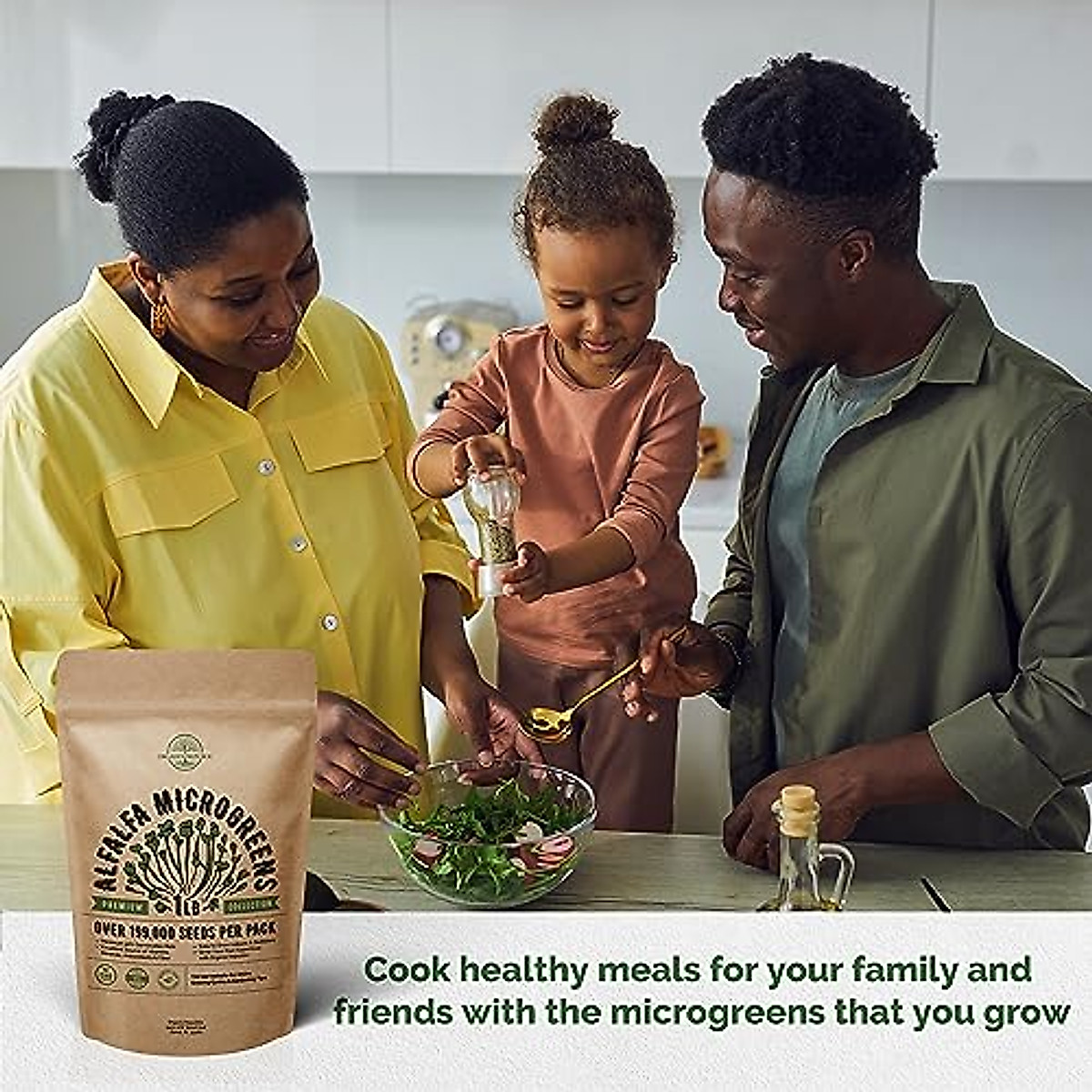 Organo Republic Alfalfa Sprouting & Microgreens Seeds - Non-GMO, Heirloom Sprout Seeds Kit in Bulk 1lb Resealable Bag for Planting in Soil, Coconut Coir, Garden, Hydroponic System