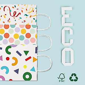 MESHA Gift Bags 15 Pcs 5.9X3.1X8.2 Paper Bags with Handles bulk,Party Favor Bags Birthday Wedding Mother's Day gift bags Small Paper Shopping Bags,Colorful Retail bags,Recyclable Bags (polka dot)