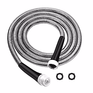 FUDESY 10ft Metal Garden Hose, Heavy Duty 304 Stainless Steel Water Hose Extension, Flexible, Lightweight, Kink & Tangle Free, Rust Proof, High Pressure, Easy to Store for Yard, Outdoor, RV(No Nozzle)
