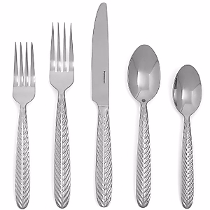 Portmeirion Botanic Garden Flatware Set Service for 4 | Utensil Sets - Dishwasher Safe | Silverware Sets - 18/10 Stainless Steel | Cutlery Set with Triple Leaf Detailing | 20 Piece Set