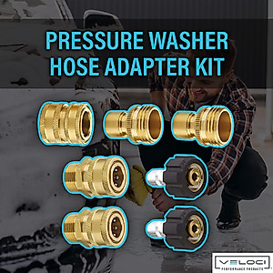 MTM Hydro Pressure Washer 7-Piece Hose Adapter Kit for use with Foam Cannons, Pressure Washers and Hoses
