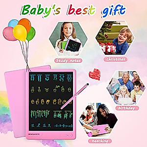 LCD Writing Tablet for Kids, 10 Inch Drawing Tablet Board with Magnetic Stylus for Phone Tablet, Reusable Doodle Board Educational Gifts Toddler Drawing Pad for 3~8 Years Old Boys Girls (Pink)