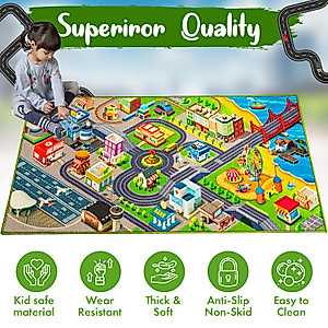 Kids Carpet Playmat City Life 3D Playroom Rug | 30 x 60 Inch Extra Large Toddler Activity Mat for Race Cars &amp; Toys | Playroom Rug Makes a Fun Educational Gift Idea for Boys &amp; Girls