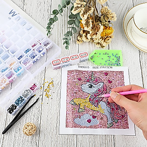 Ecurfu 56 Slots Diamond Painting Storage Containers, 56 Girds 1 Pack, Bead Storage Containers, Diamond Art Organizer Box, Diamond Painting Accessories, Embroidery Storage with Label Stickers