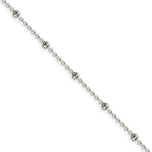 The Black Bow 1.3mm, Sterling Silver Beaded Cable Chain Necklace, 16 Inch