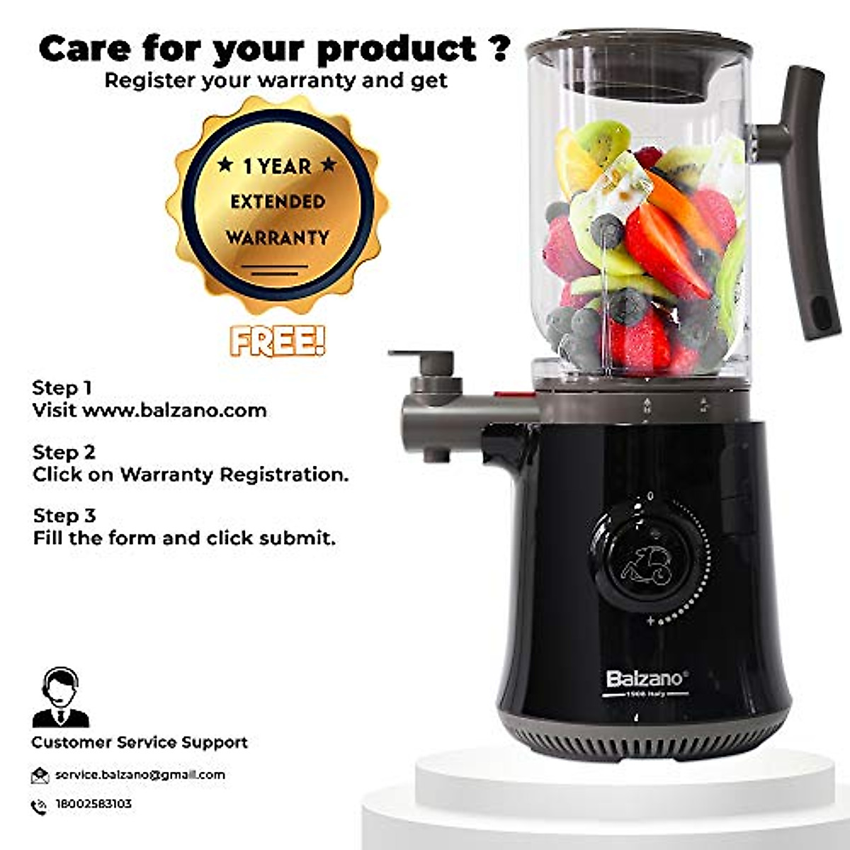 Balzano Yoga Blender/Smoothie Maker/Juicer/Soup Maker with Auto Seed Saperation and Immunity Booster - Black, compact