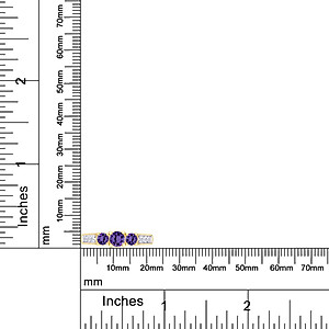 GEMVIO Collection 3 Stone Ring, Round Cut Natural Amethyst Gemstone & Natural Diamond Engagement Ring In 14K Yellow Gold Over Sterling Silver Anniversary Wedding Band Ring (0.40 Cttw)-6