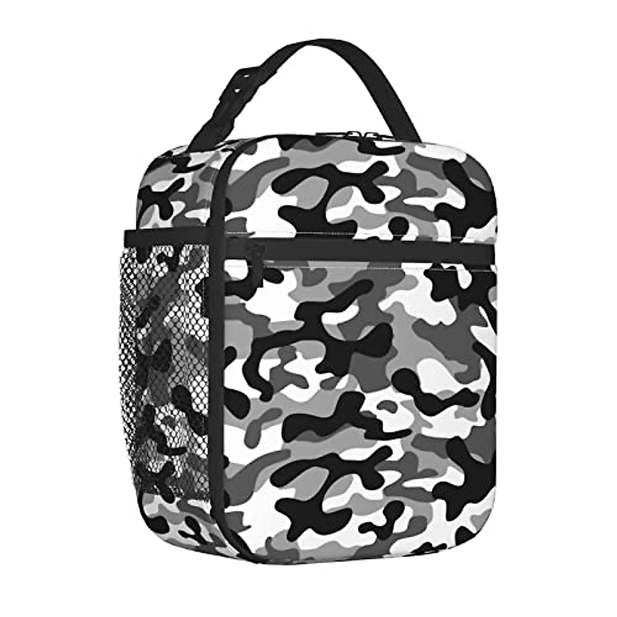 Eztrxuvl Black Camo Lunch Bags For Men Women Boys Girls Reusable Insulated Lunch Box Lunch Container Tote Bags For Office Work School Picnic Camping Thermal Insulation And Cold Preservation