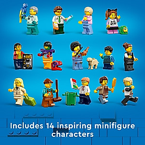 LEGO City Downtown 60380 Building Toy Set, Multi-Feature Playset with Connecting Room Modules, includes 14 Inspiring Minifigure Characters and a Dog Figure, Sensory Toy for Kids Ages 8+