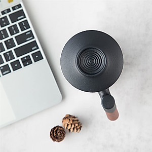 HEER Ceramic Tea Mug with Infuser and Lid, Black Wooden Handle Tea Cup with Filter for Steeping Loose Leaf, 13.5oz/400ml.