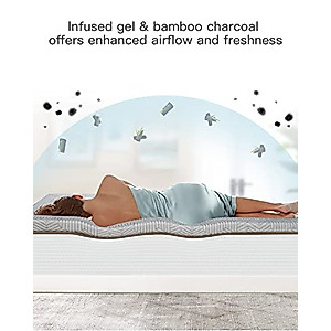 BedStory 2 Inch Memory Foam Mattress Topper Queen, Gel & Bamboo Charcoal Infused Bed Toppers, Foam Mattress Pad with Breathable Removable Cover, High-Density Memory Foam