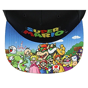 Nintendo Super Mario Youth Embroidered Character Group Boys Adjustable Snapback Hat Baseball Cap