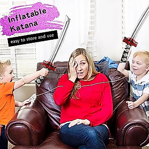 Cotiny 16 Pack Inflatable Ninja Sword Samurai Sword Toy Weapons Inflatable Katana Blow Up Costume Sword for Kids Adults Swimming Pool Party Ninja Cosplay Accessories