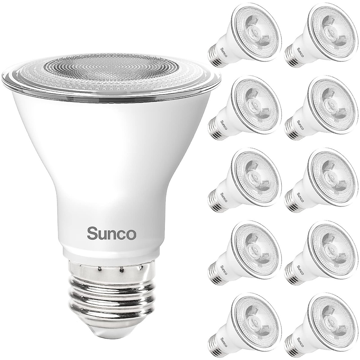 Sunco 10 Pack PAR20 LED Bulbs 50W Equivalent 7W Dimmable, CRI90 2700K Soft White 470 Lumens E26 Medium Base IP65 Waterproof Indoor Outdoor Home Super Bright Wide Area Flood Light - UL