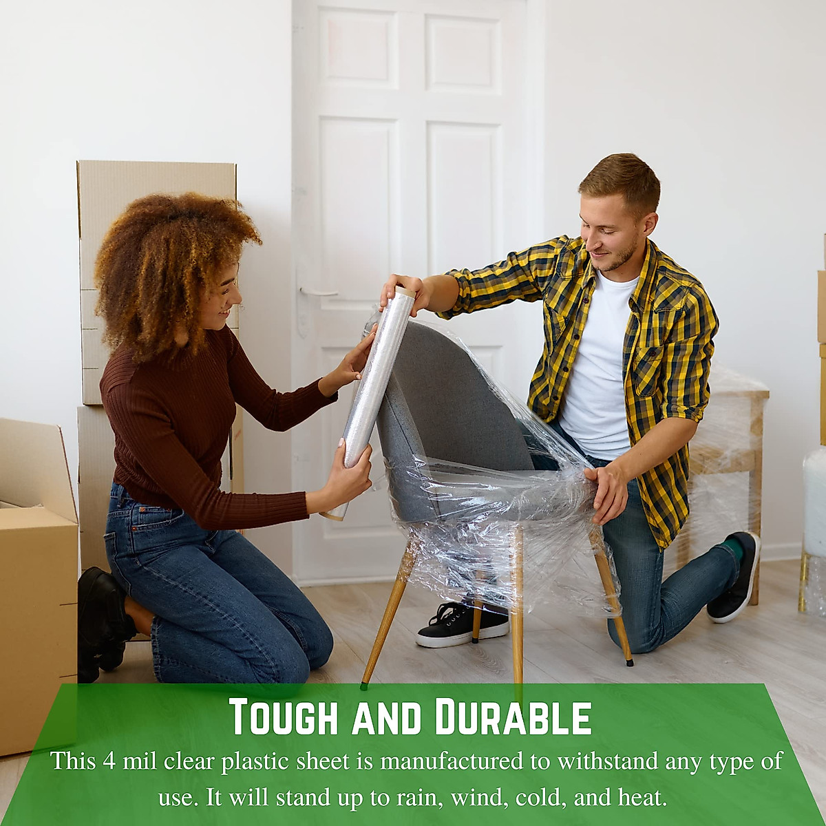 Farm Plastic Supply - Clear Plastic Sheeting - 4 mil - (6' x 100') - Thick Plastic Sheeting, Heavy Duty Polyethylene Film, Drop Cloth Vapor Barrier Covering for Crawl Space