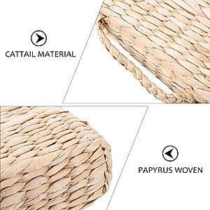 VOSAREA Home Pillow Knitted Straw Flat Cushion Natural Straw Sqaure Pouf Tatami Cushion Hand- Woven Floor Cushion Meditation Soft Yoga Mat for Dining Living Room Balcony Garden Part 40cm