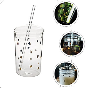 UPKOCH Straw Water Bottle Glass Tumbler with Straw and Lid Clear Milk Cup Large Water Mug Heat Resistant Juice Drinking Cup Glass Smoothie Cups for Home Outdoor Travel