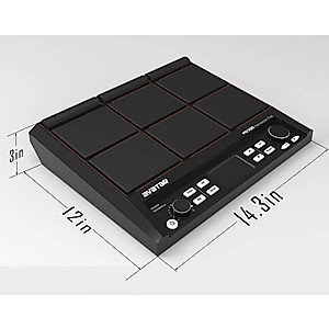 HXW PD705 Percussion Sample Pad 9 Trigger Sampling Multipad Portable Travel Electric Drum Pad With Built-in 592 Sounds, Support USB/MIDI In Out/AUX