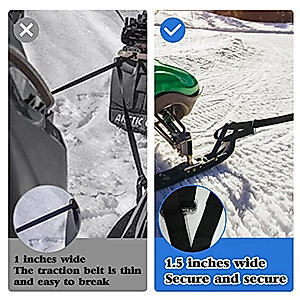 Heavy-Duty Snowmobile Tow Rope, 1.5 inches Width Thickened Long Reinforced Emergency Off Snowmobile Tow Rope 3 Point with Two Hooks, Safety Sled Pulling Straps for Snowmobile Accessories, Sled Or ATV