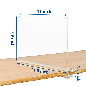Zitalupy 6 Pack Shelf Dividers for Closet Organization, Clear Acrylic Closet Shelf Divider for Clothes Purses, Wooden Vertical Shelves Organizer Or Bedroom Storage, Kitchen Cabinets and Office