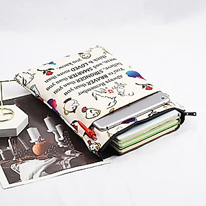 Beauty Cartoon Inspired Book Sleeve Beauty Story Book Cover Fairytale Gift Rose Princess Beast Gift Always Remember You’re Braver Stronger Smarter Zipper Pouch for Movie Fans (BeautyRoseAlways)