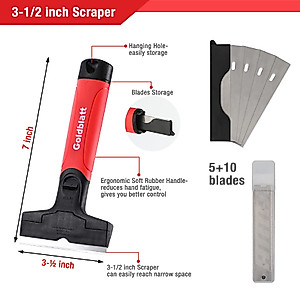 Goldblatt Linoleum Knife - Stainless Steel Roofing, Flooring Knife & Goldblatt 2 Pieces Razor Blade Scraper with 20-piece Blades